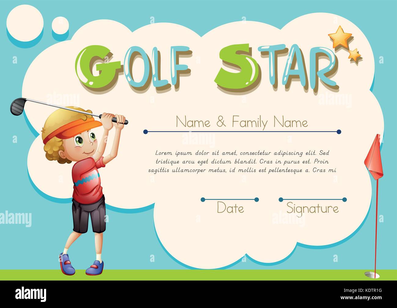 Certificate template for golf star illustration Stock Vector Image ...