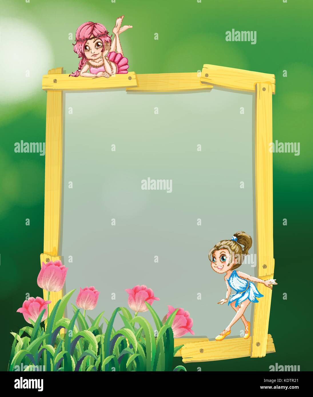Frame design with two fairies illustration Stock Vector Image & Art - Alamy