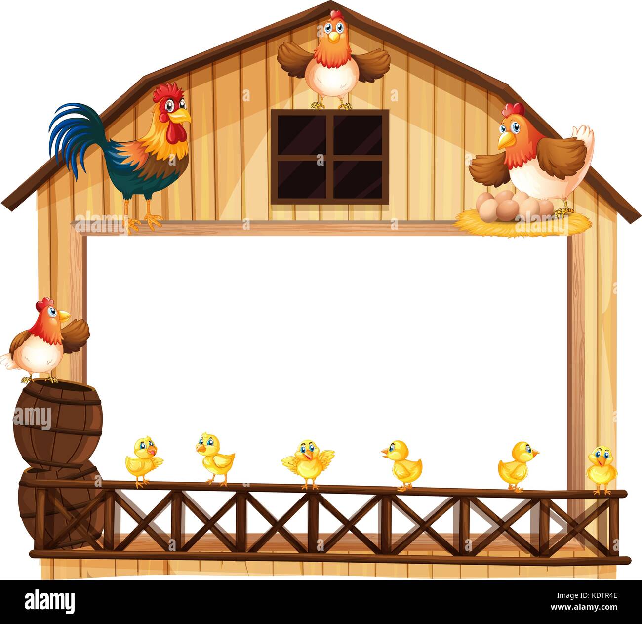 Background design with chickens on the barn illustration Stock Vector ...