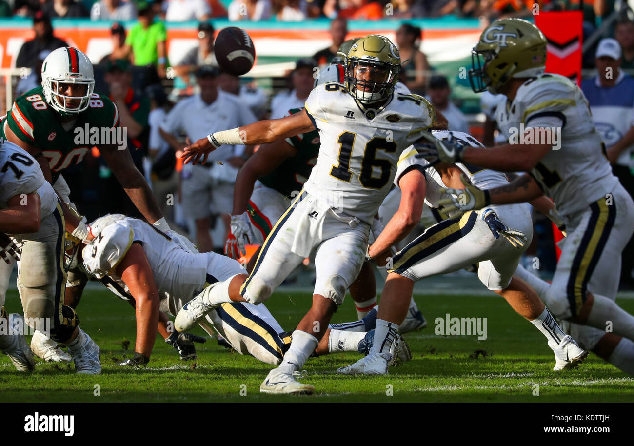Miami Gardens, Florida, USA. 14th Oct, 2017. Georgia Tech Yellow ...