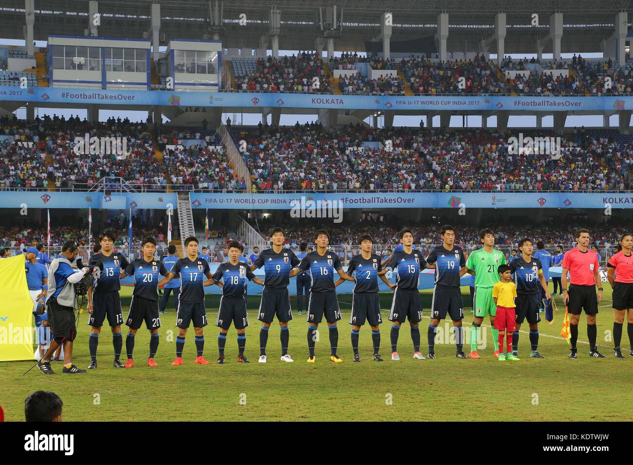 Kolkata, India. 14th Oct, 2017. U-17 Japan team group line-up (JPN ...