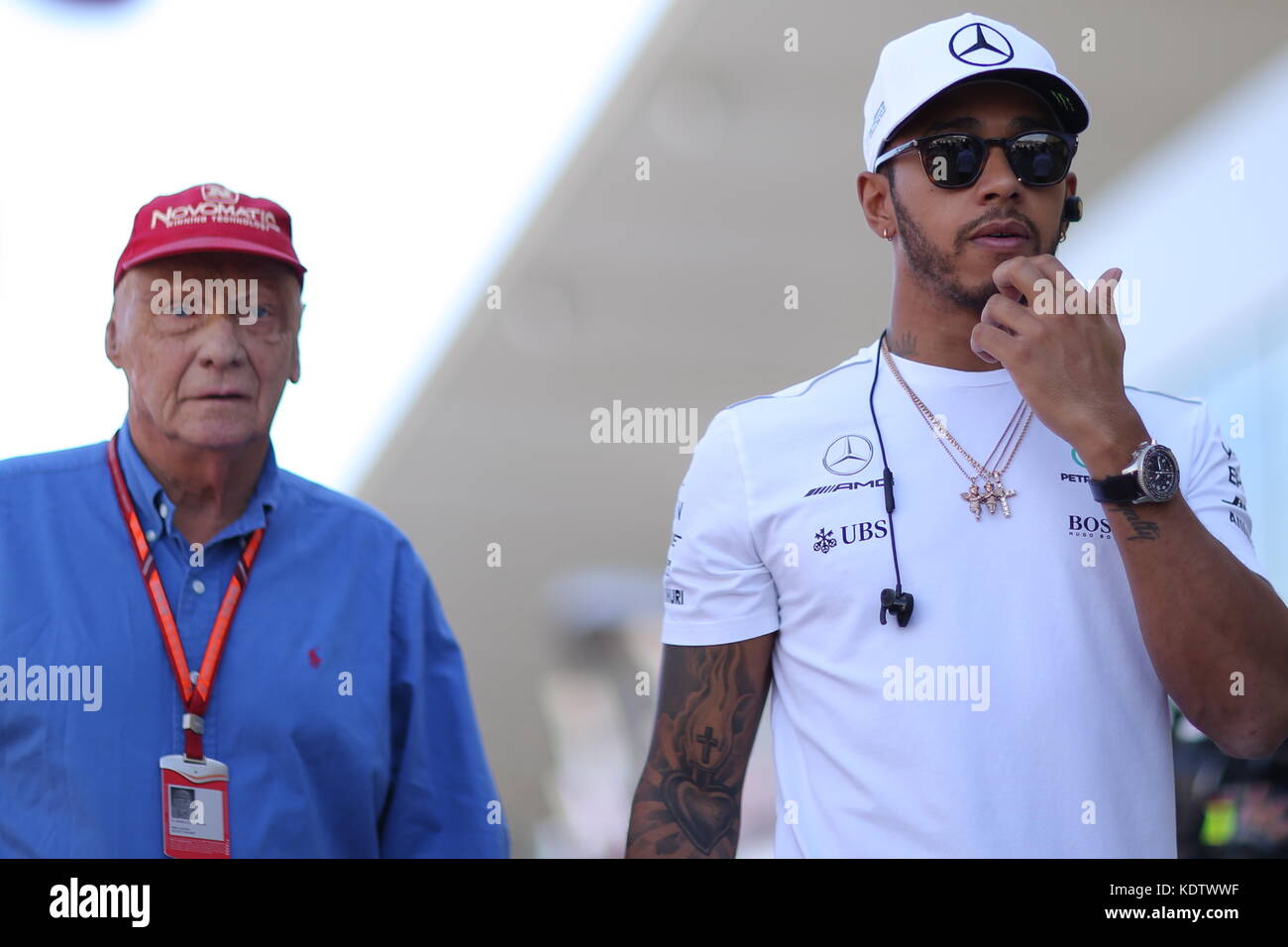 Suzuka, Japan. 8th Oct, 2017. (L-R) Niki Lauda, Lewis Hamilton F1 ...
