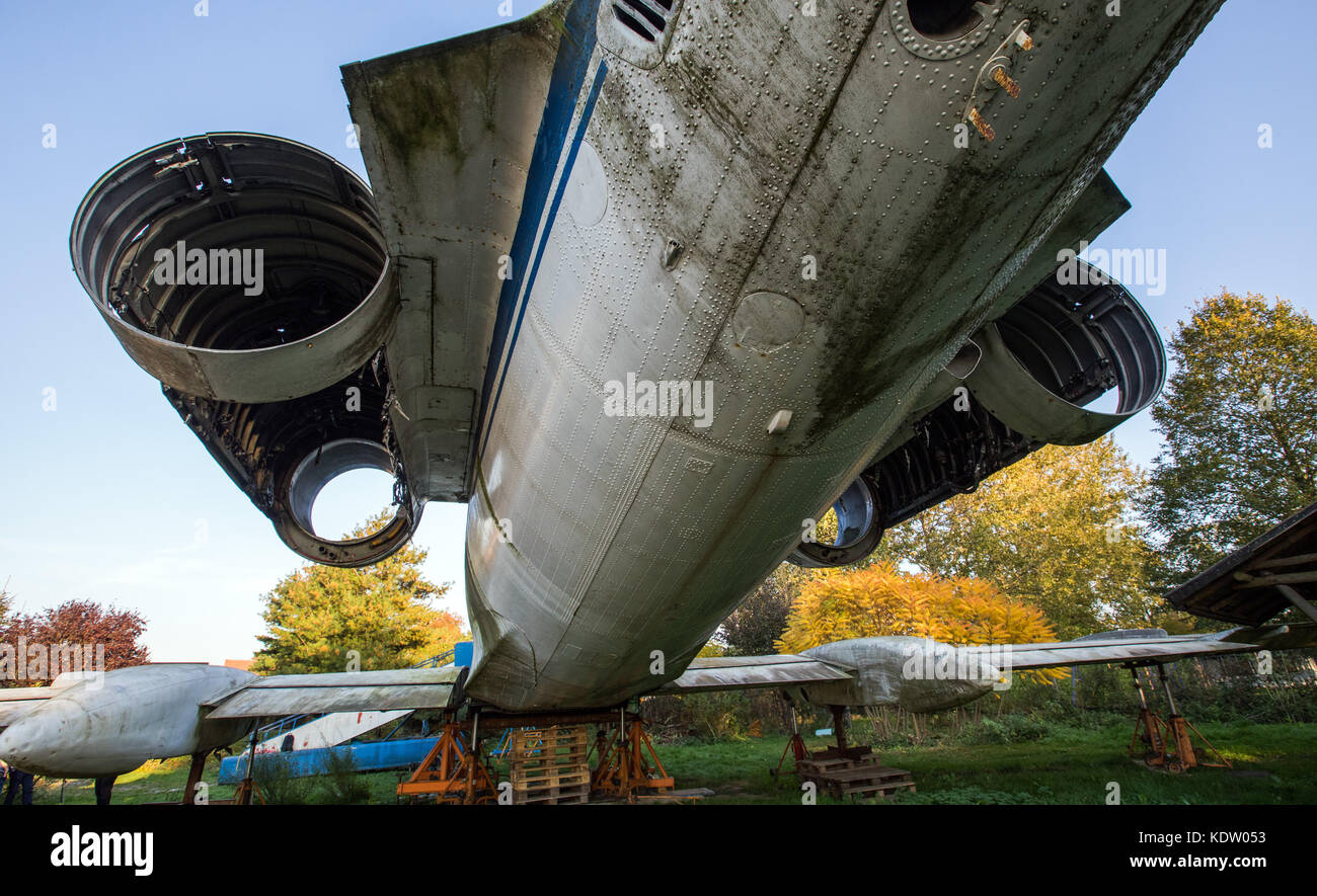 A Soviet Tupolev 134 is dismantled after several months of preparations ...