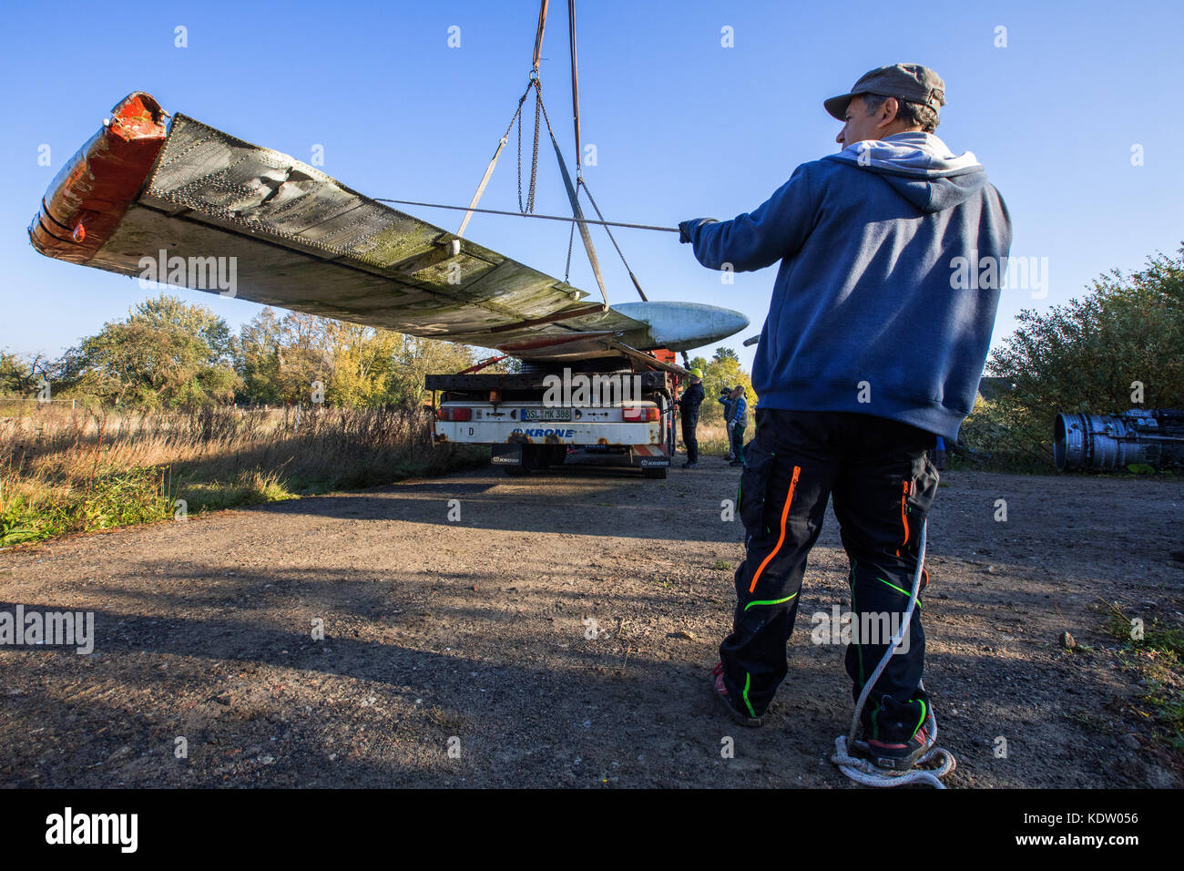 A Soviet Tupolev 134 is dismantled after several months of preparations ...