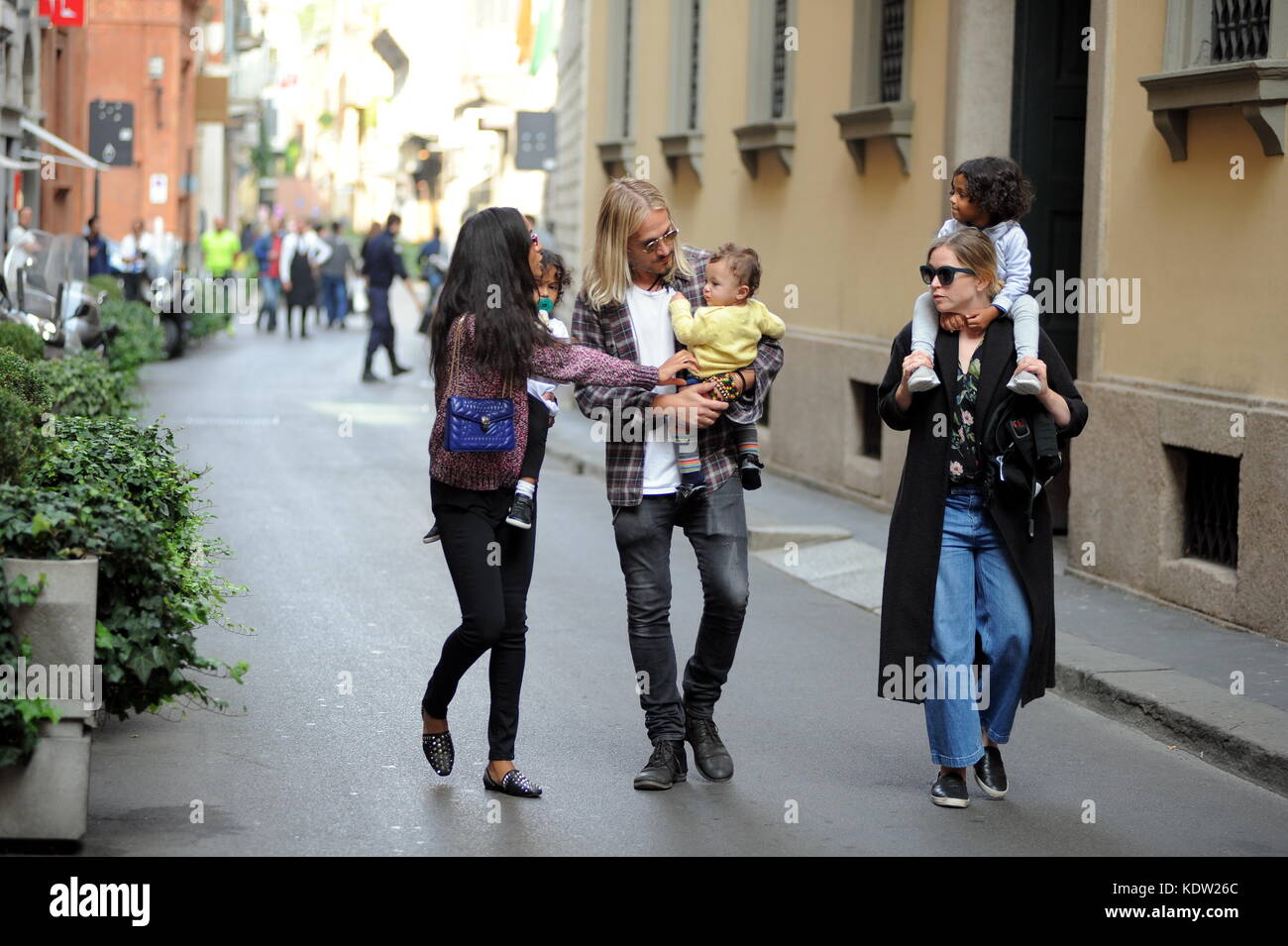 Milan, Zoe Saldana and husband Marco Perego with three children at ...