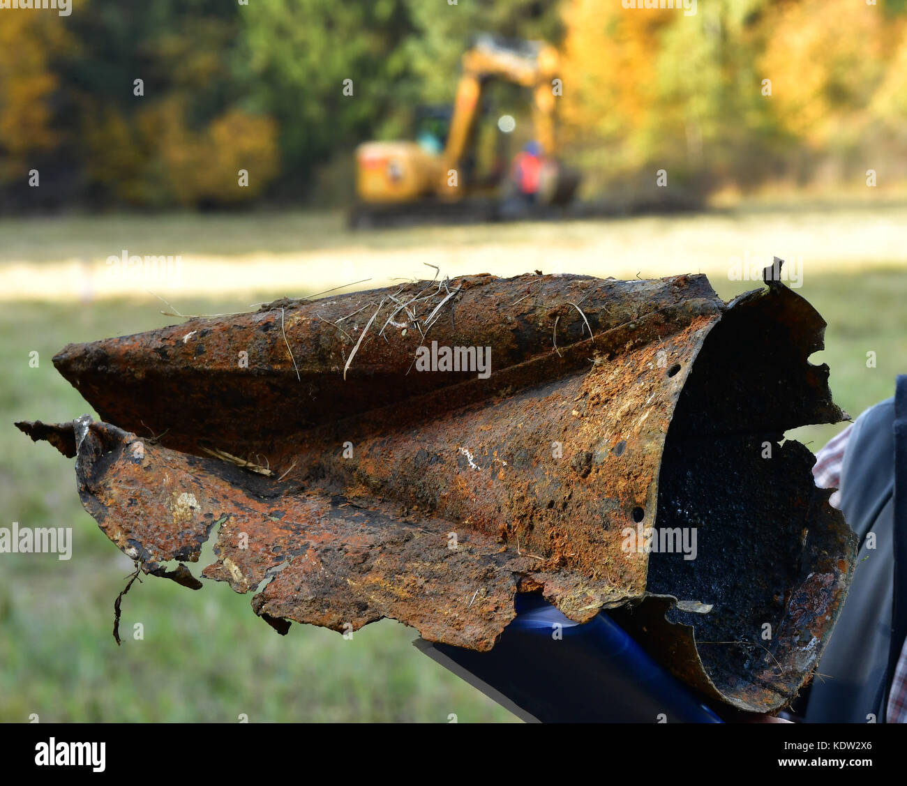 Erfurt, Germany. 16th Oct, 2017. The explosive bolt of a German bomb is ...