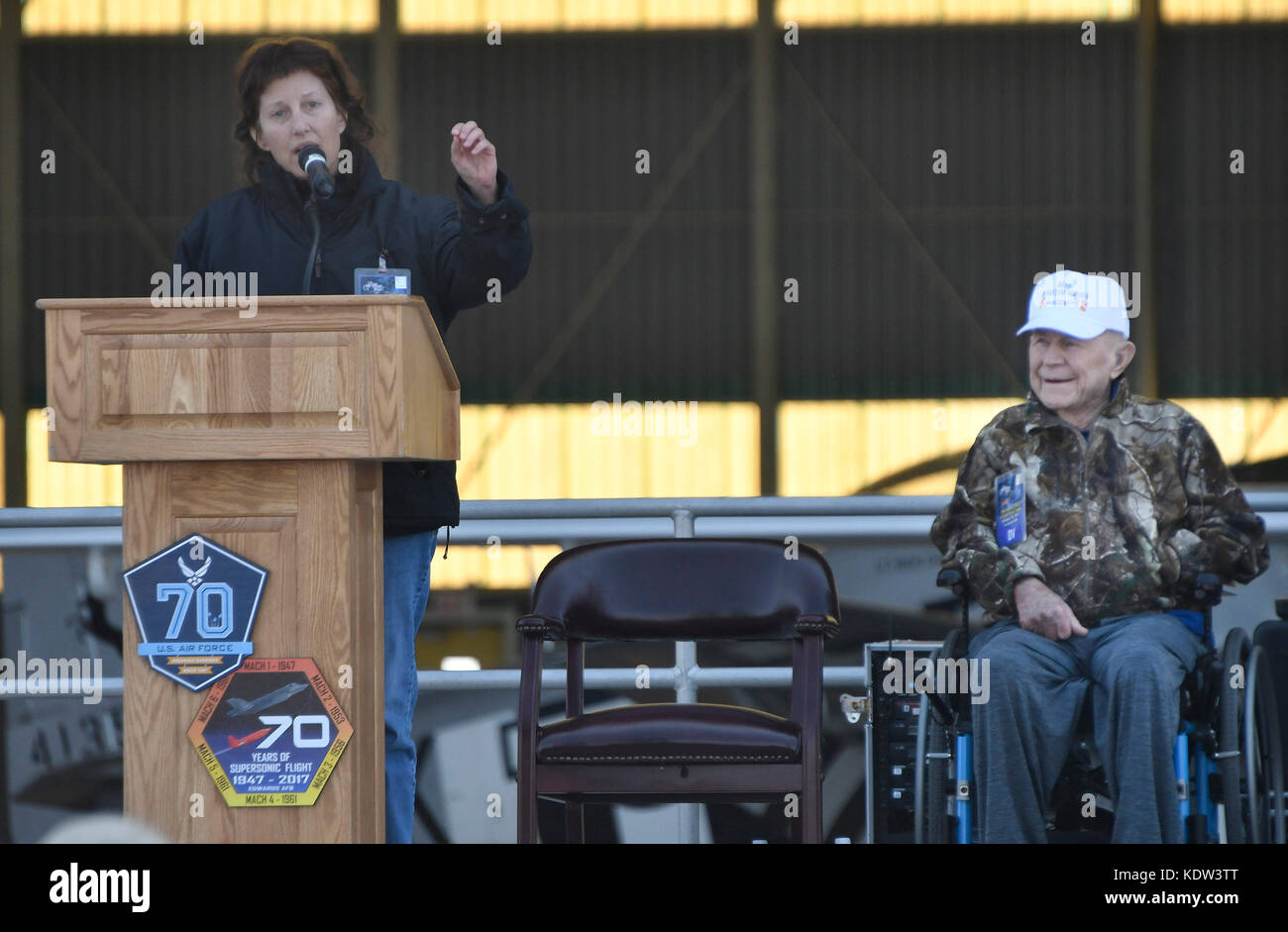 Oct 13,2017. Edwards AFB, CA. Ms. Victoria Yeager talks about her ...