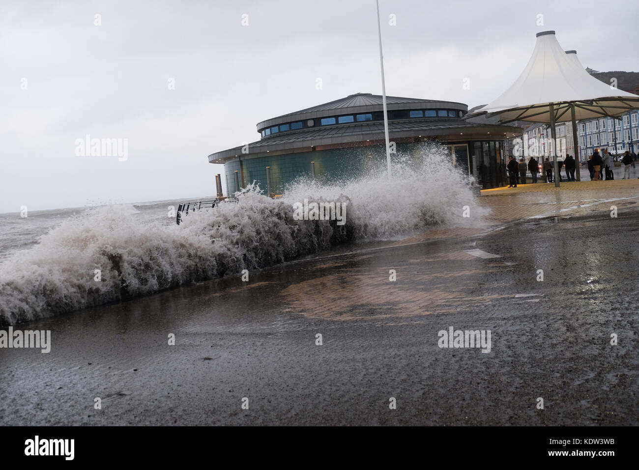 Aberystwyth, Ceredigion, Wales, UK - High tide arrives with Storm ...