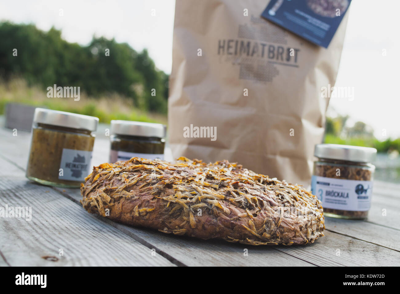 Bread produced using local ingredients from Upper Franconia on a table ...