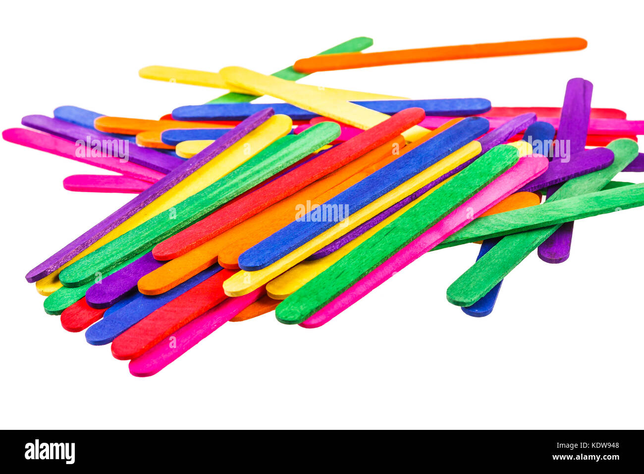 colorful wood ice cream stick on white background Stock Photo - Alamy