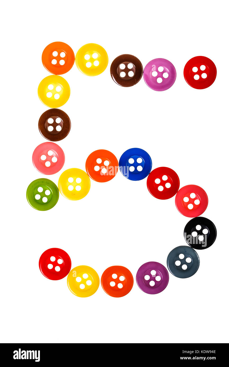 number 5 made from sewing buttons Stock Photo - Alamy