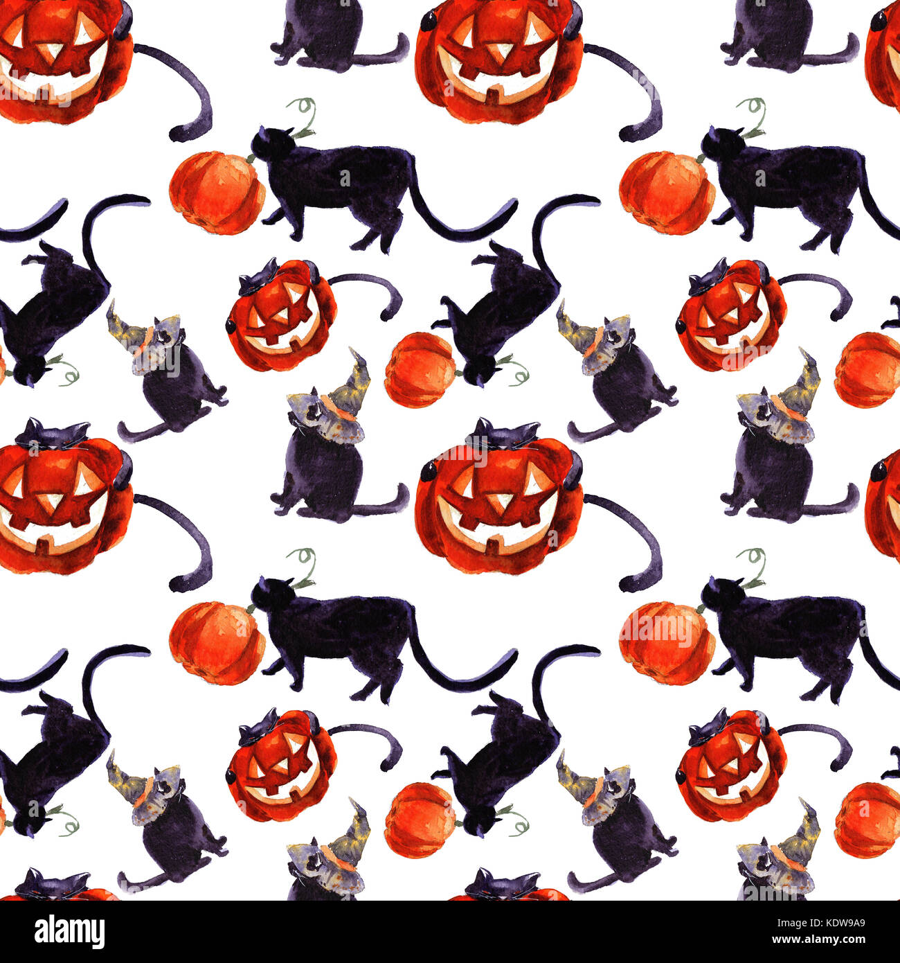 Set Of Cat Cartoon With Different Actions, Halloween Stock Photo - Alamy