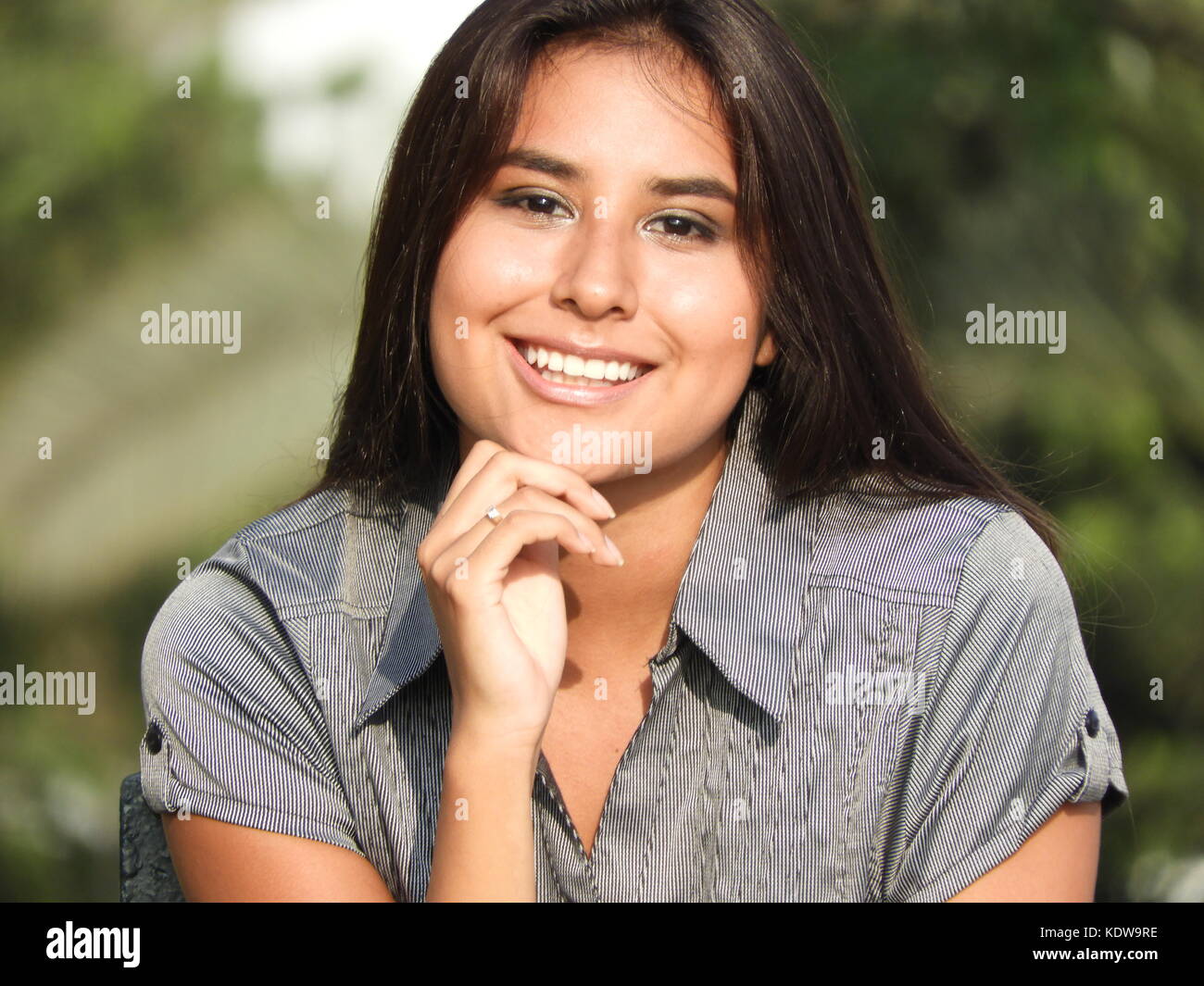 Smiling Hispanic Girl Stock Photo - Alamy
