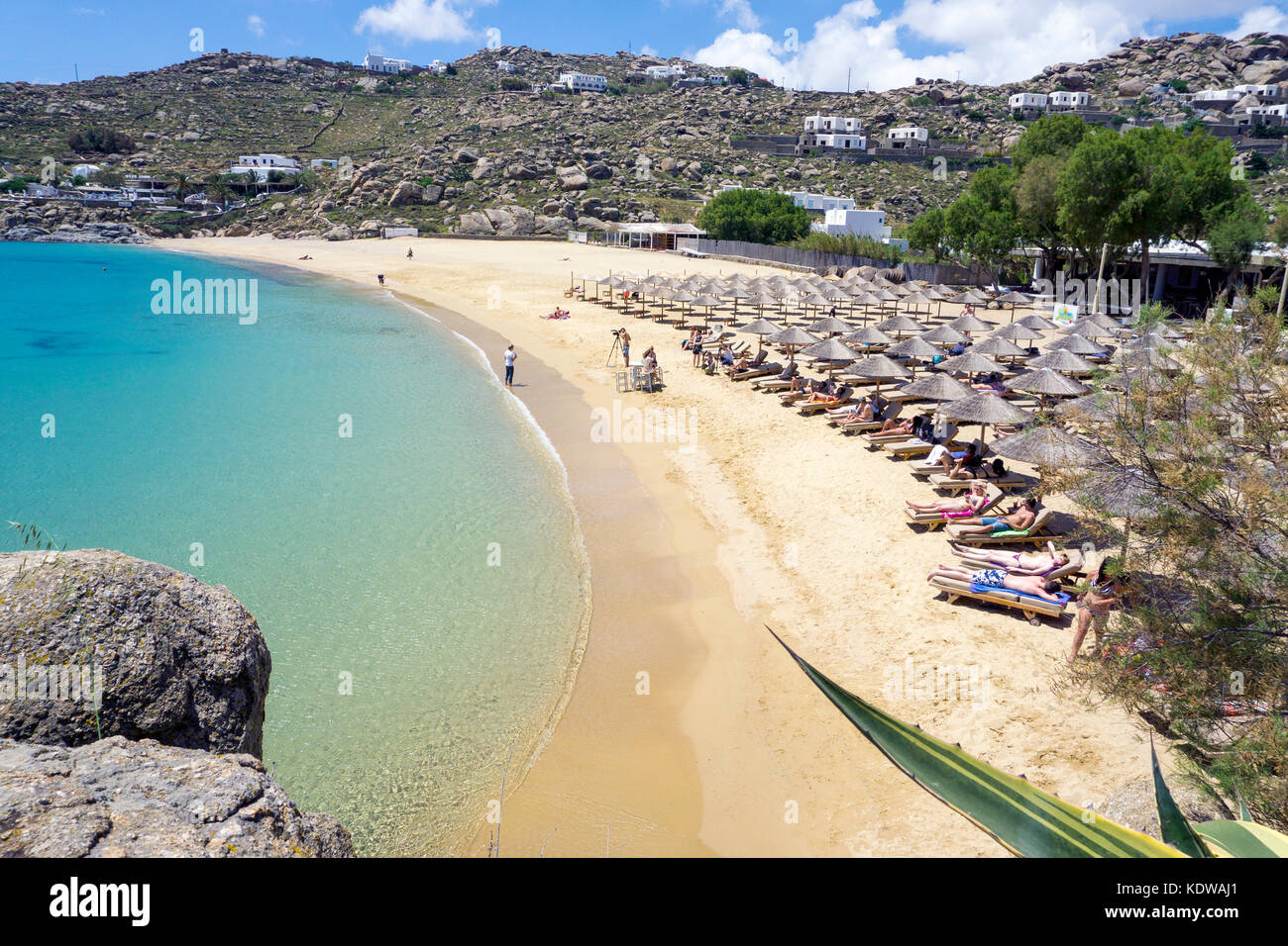 Super Paradise beach, popular beach south of Mykonos, Cyclades, Aegean ...