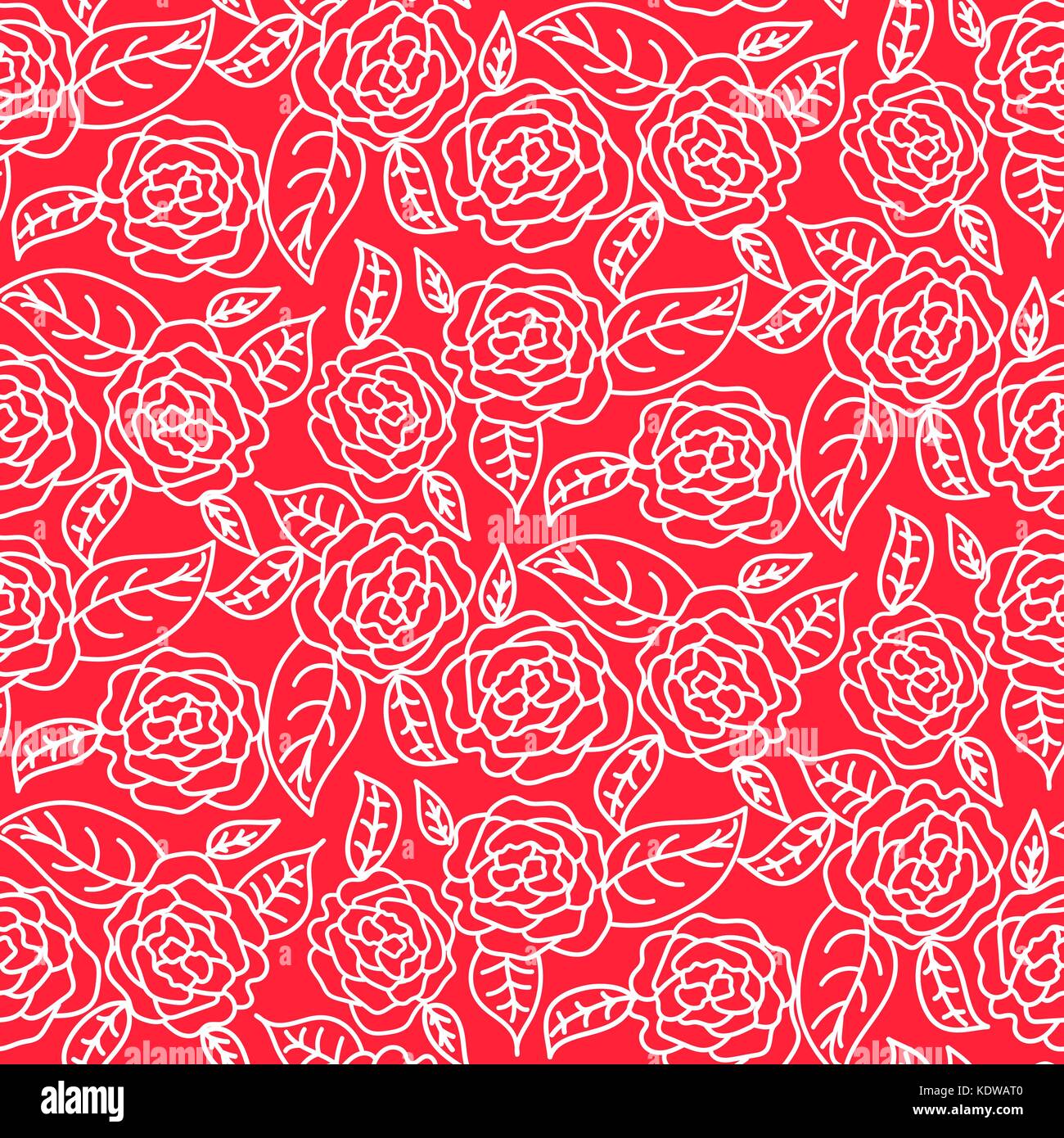 Red line roses floral pattern seamless vector Stock Vector Image & Art ...