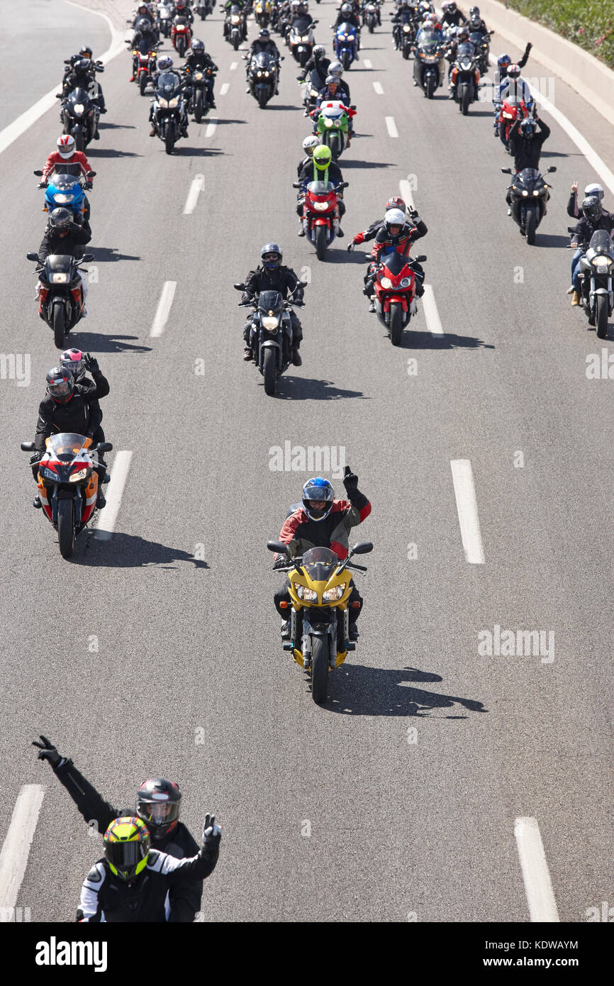 Motorcycle riders on the road. Transportation background. Fun Stock ...