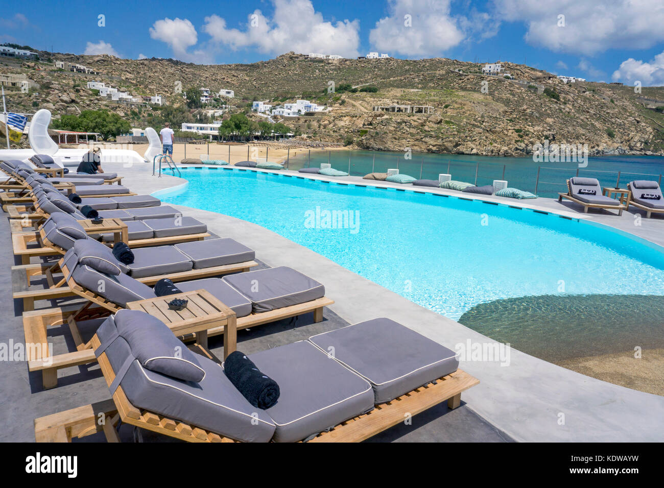 Super Paradise beach, popular beach south of Mykonos, Cyclades, Aegean ...