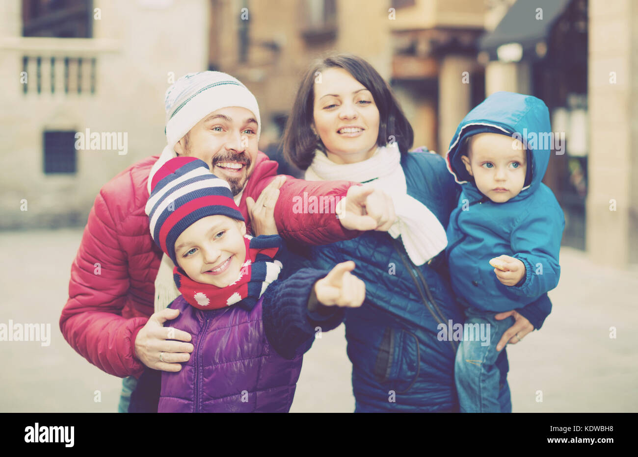 happy russian man showing landmark for family at city Stock Photo - Alamy