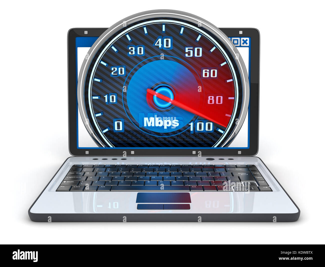 Laptop and internet speed. 3d illustration Stock Photo - Alamy