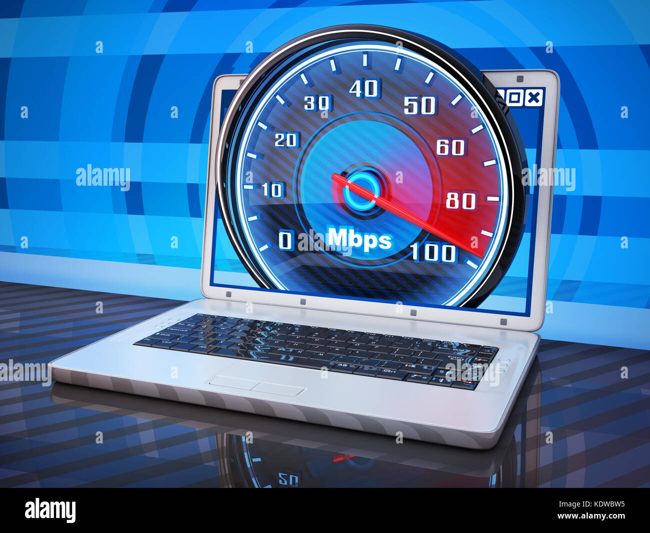 Laptop and internet speed. 3d illustration Stock Photo - Alamy