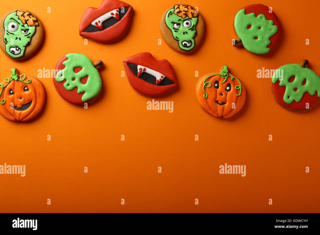 Halloween treats background, food above Stock Photo - Alamy