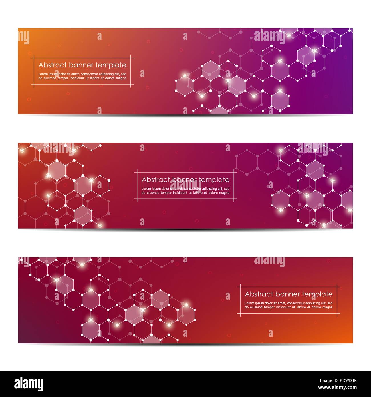 Set Of Abstract Banner Design Dna Molecule Structure Background Geometric Graphics And