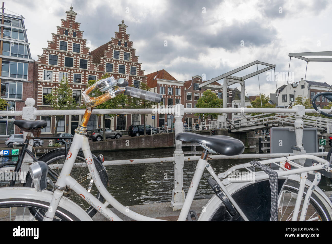 Bicycles on a bridge in the netherlands Stock Photo - Alamy