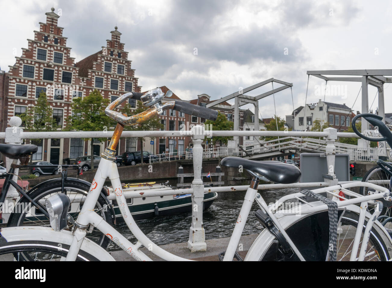 Bicycles on a bridge in the netherlands Stock Photo - Alamy