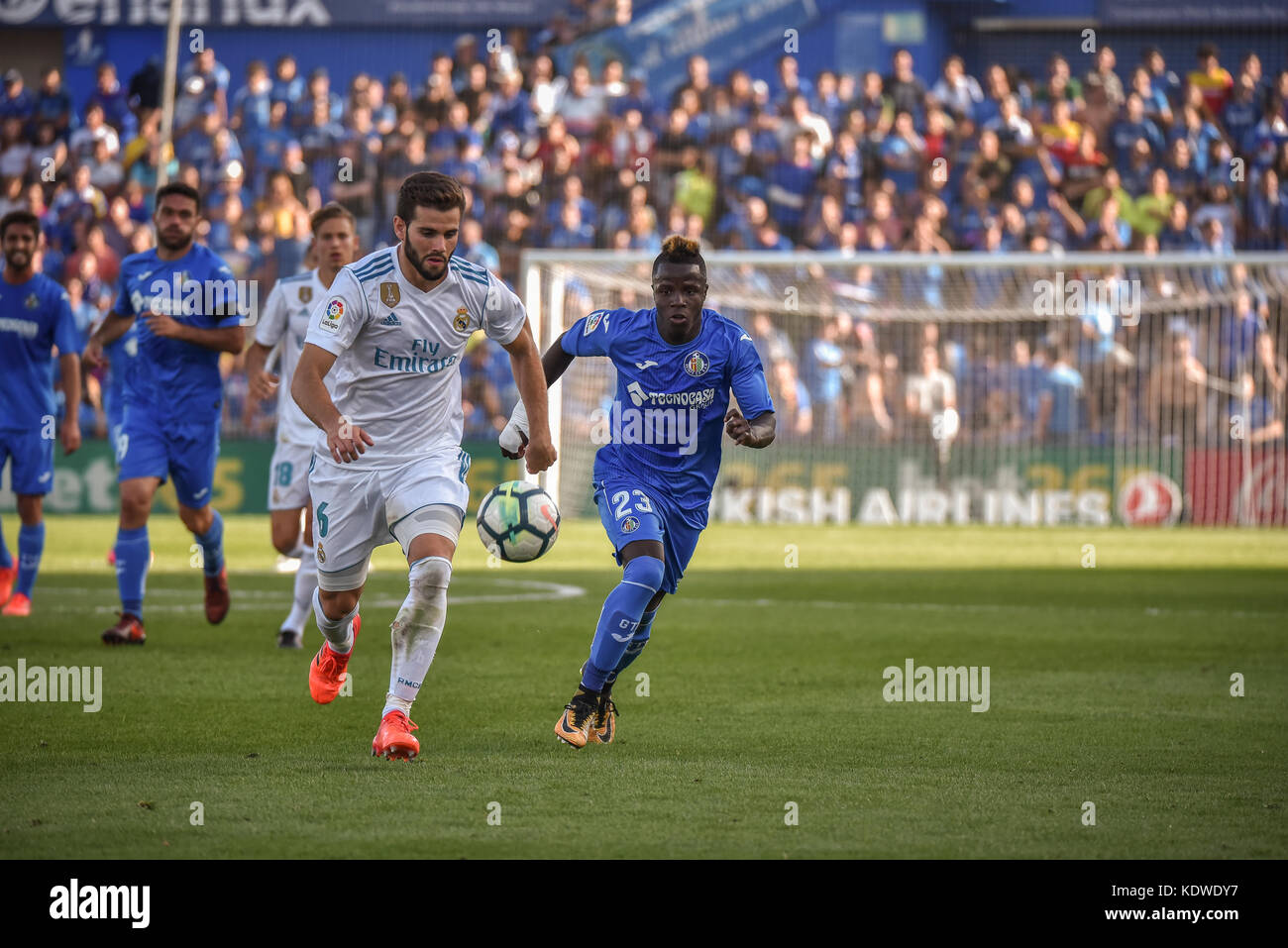 The football mach celebrate in Getafe´s stadium coliseum between Getafe ...