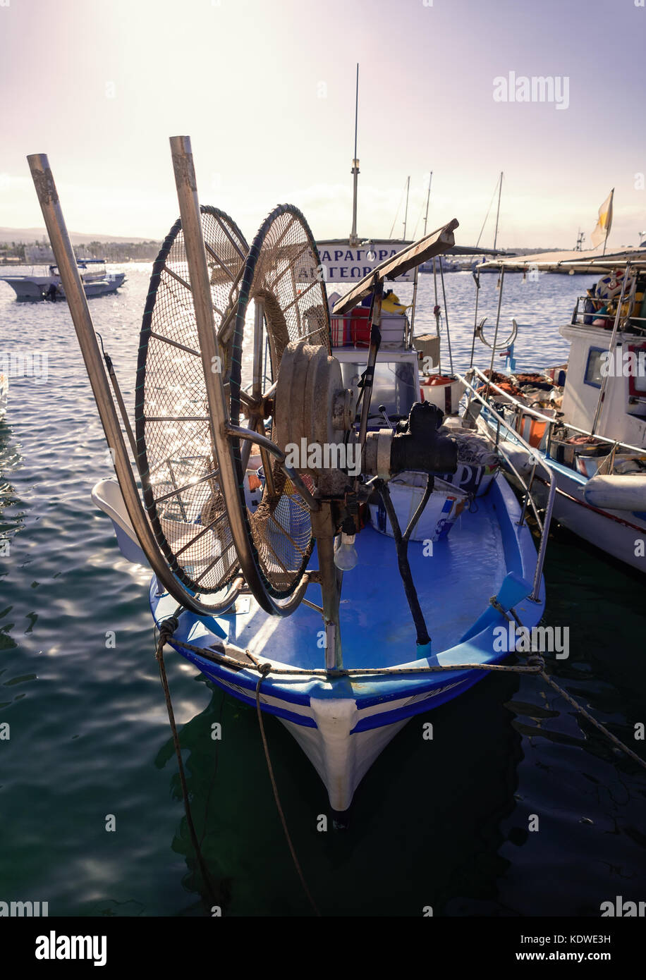 Paphos (Pafos), Cyprus - July 19, 2016: Traditional Cypriot fishing ...