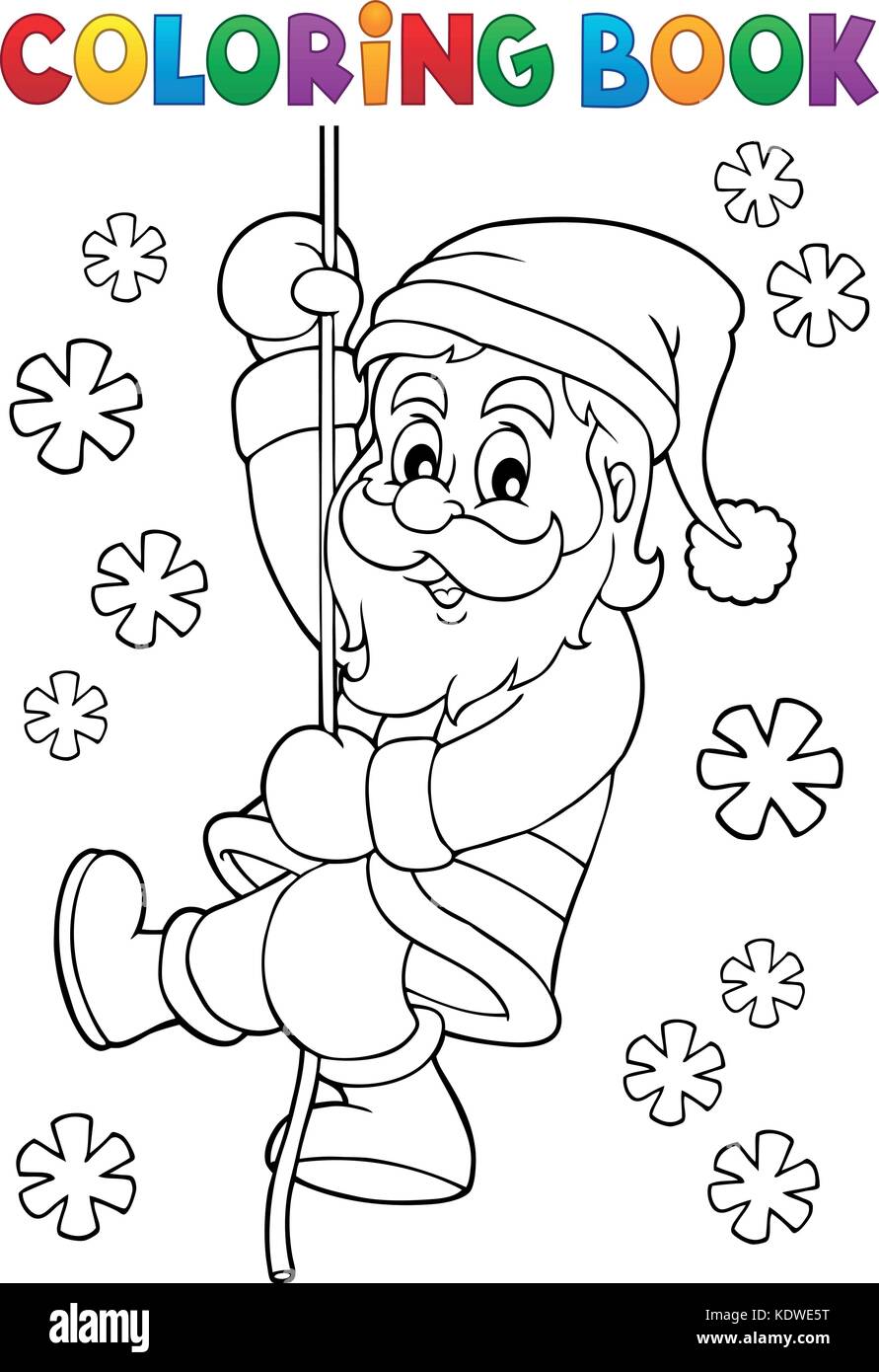 Coloring book climbing Santa Claus - eps10 vector illustration Stock ...