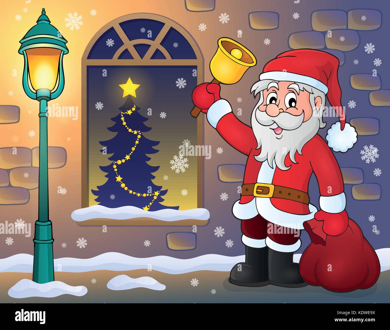 Santa Claus on sidewalk theme 1 - eps10 vector illustration Stock ...