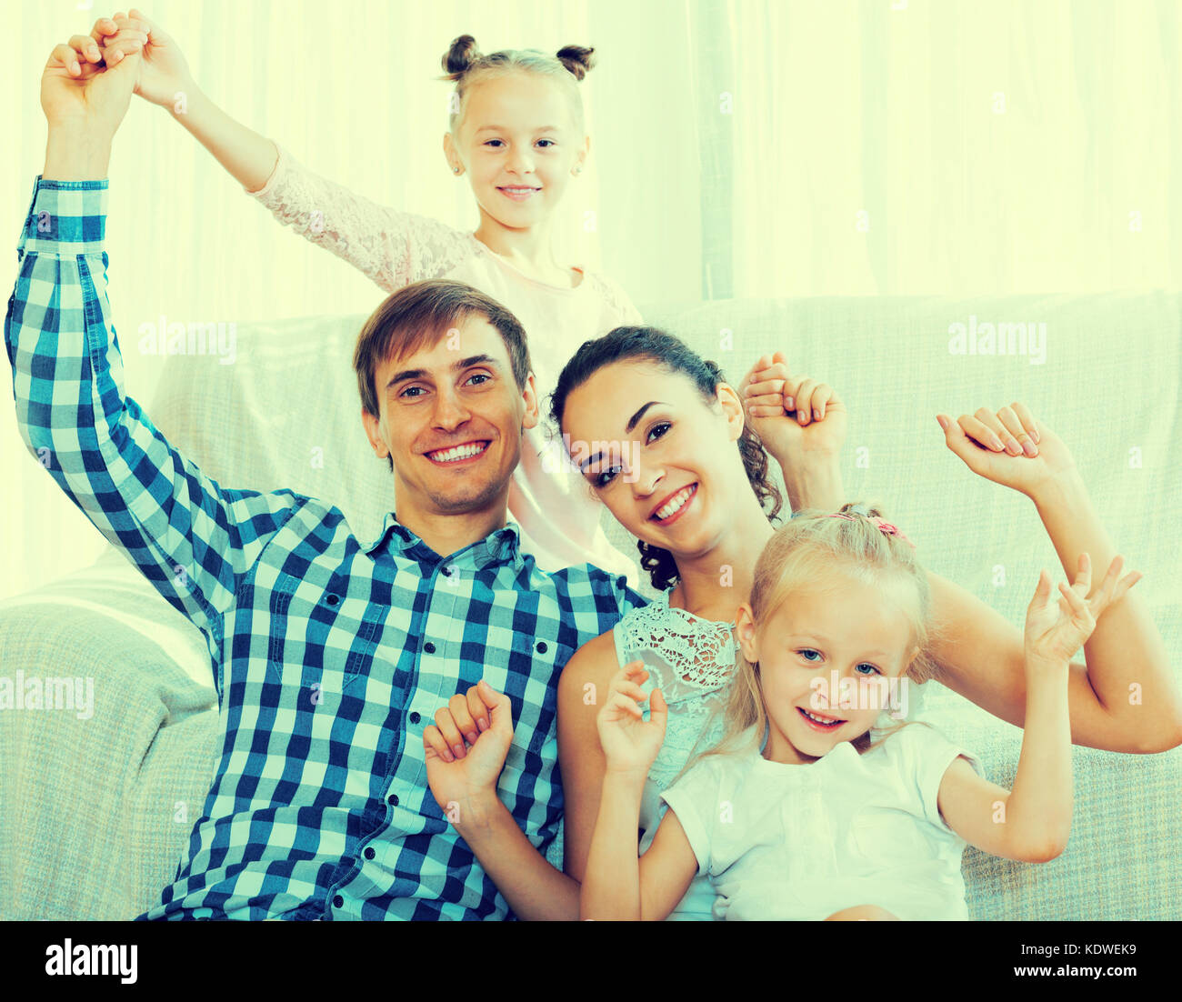 Ordinary family two daughters hi-res stock photography and images - Alamy