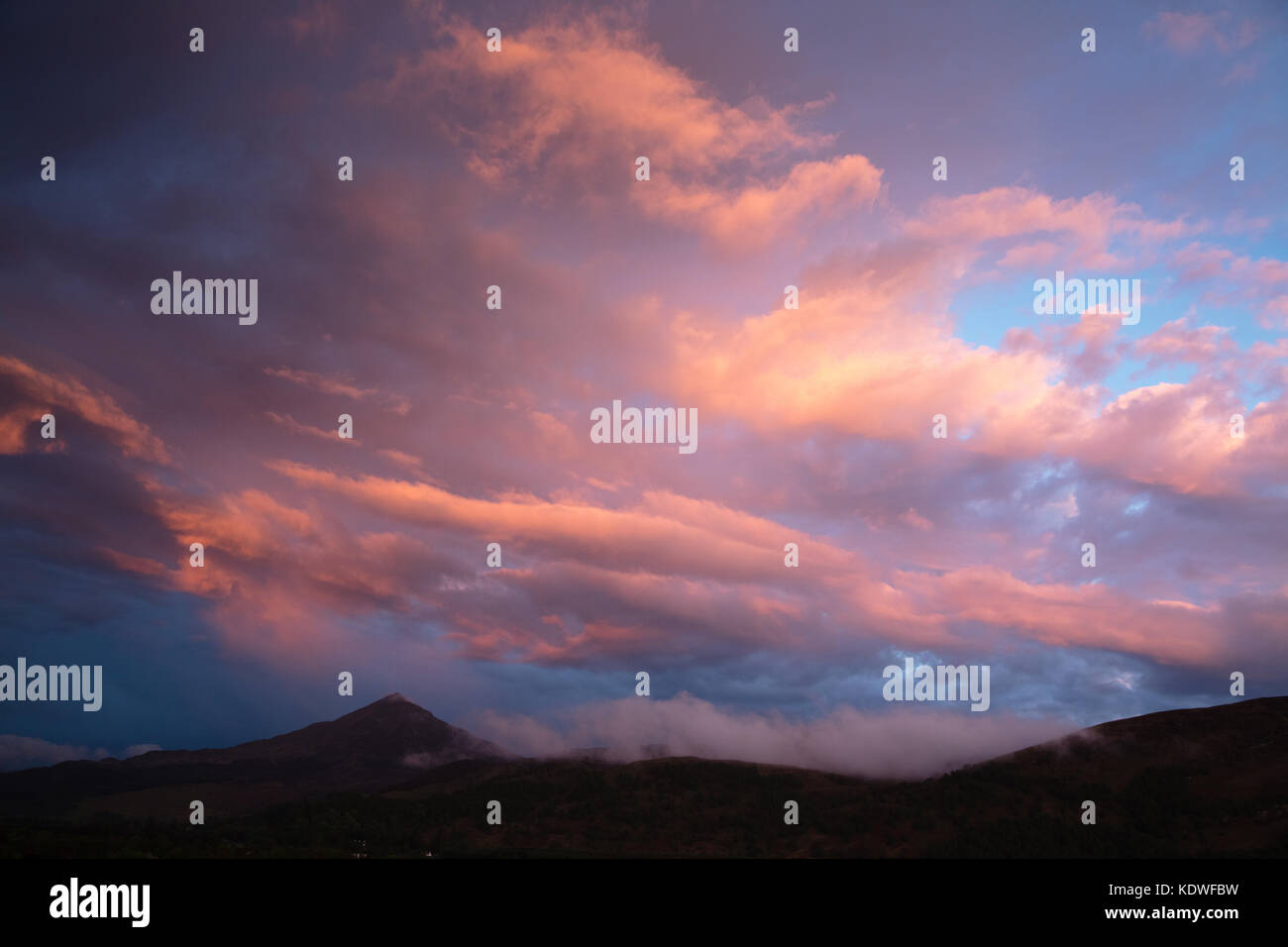 Twilight over Schiehallion, Loch Rannoch, Perthshire, Scotland, UK ...