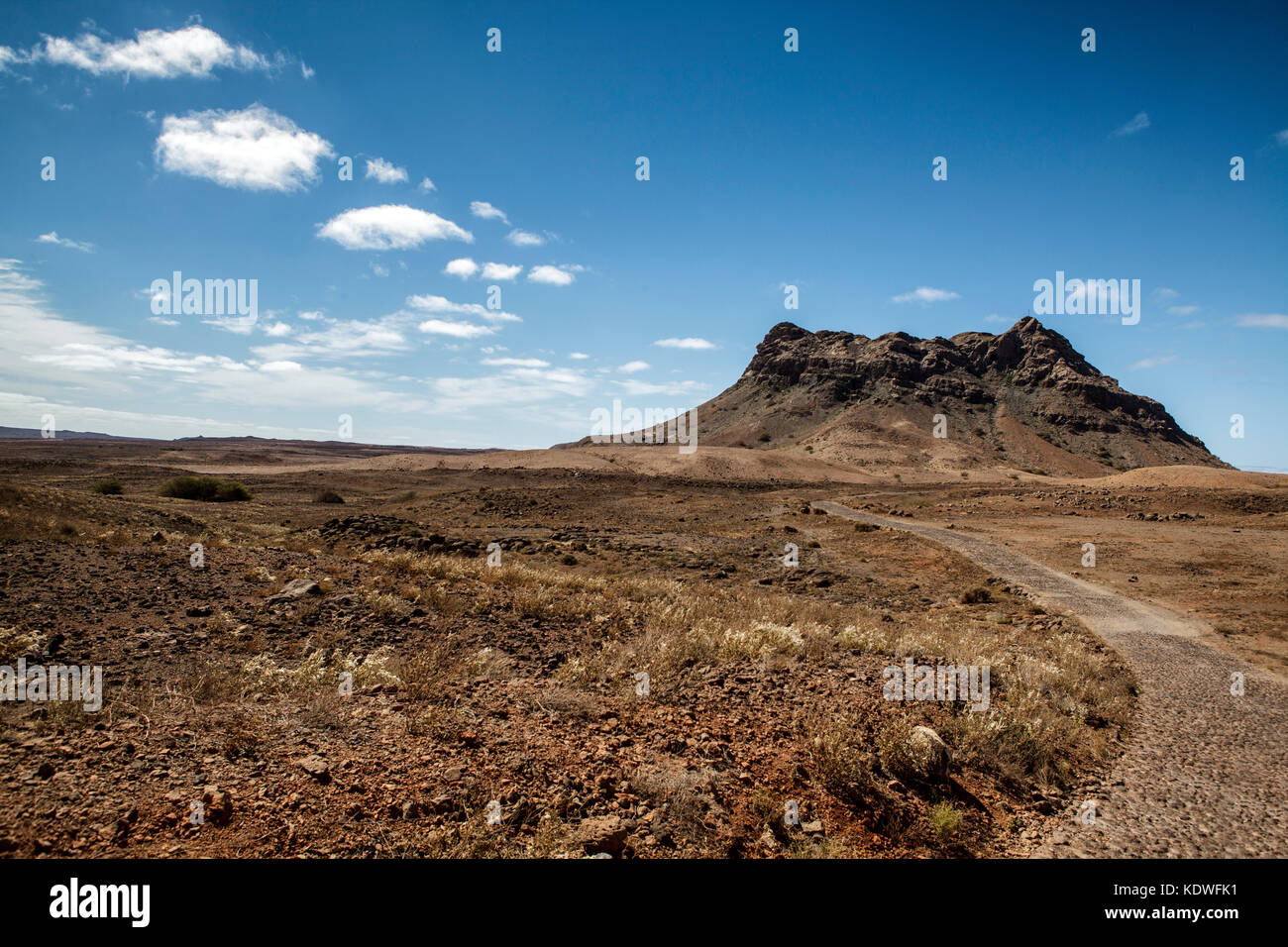 View of the desert landscape on the island of Cape Verde in Summer ...