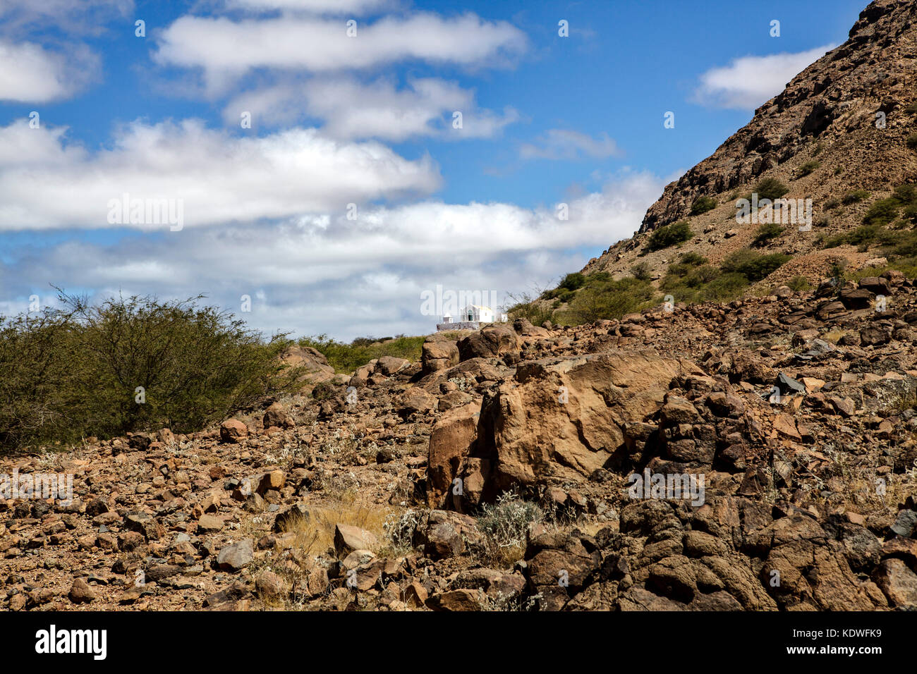 View of the desert landscape on the island of Cape Verde in Summer ...