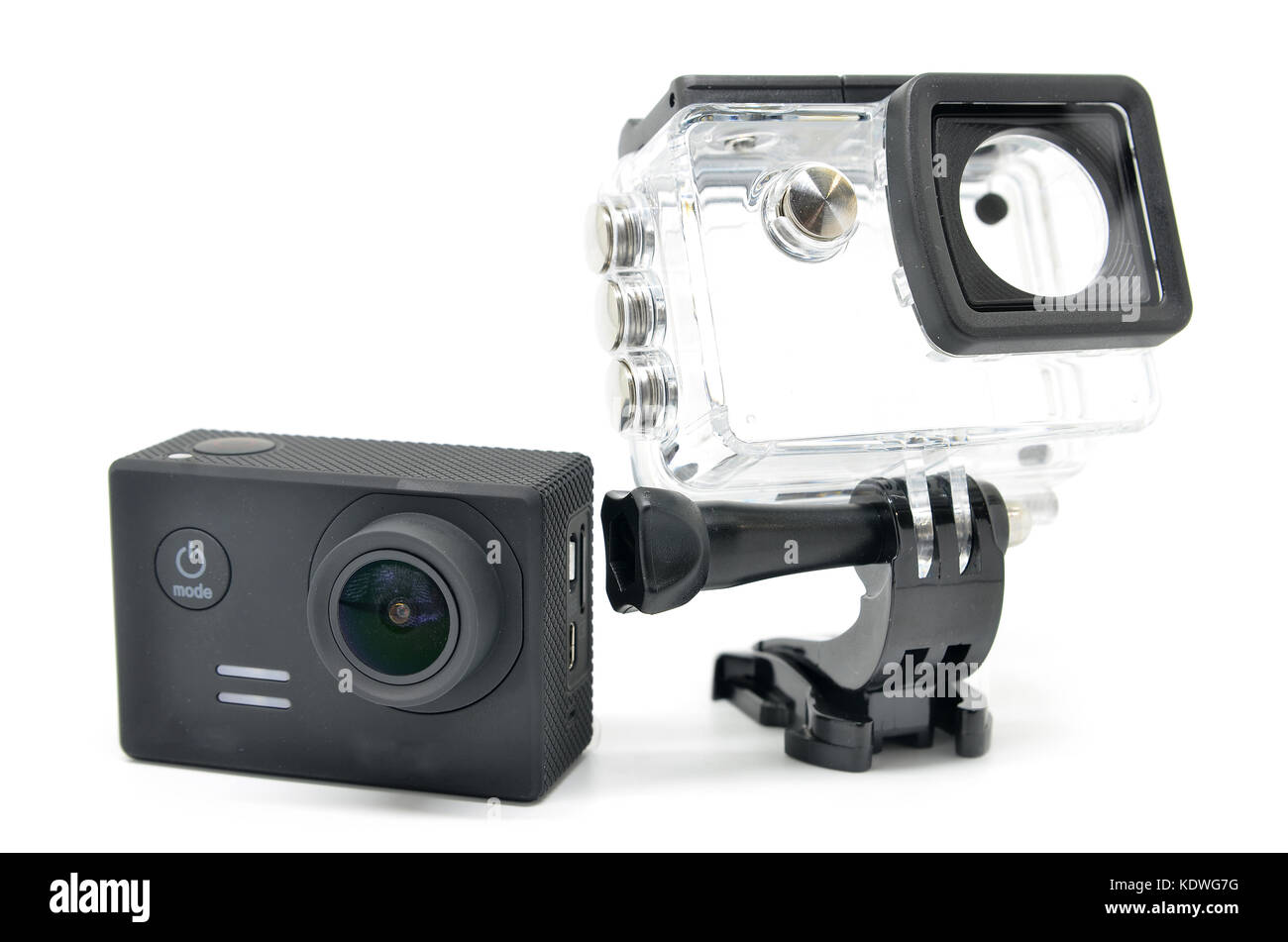 Action camera isolated on white. The camera is often used in extreme ...