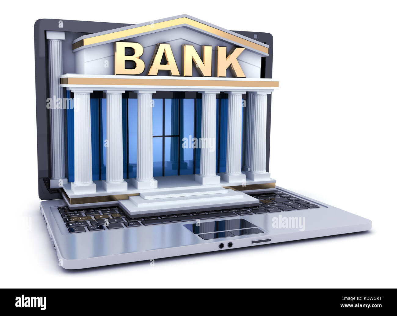 Build in screen laptop. Abstract symbol online bank. 3d illustration ...