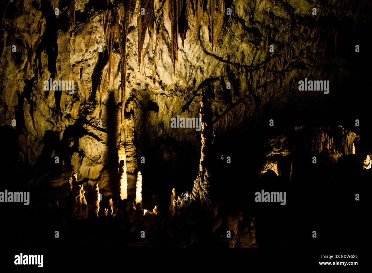 A view from inside of Postojna cave, second biggest cave system in the ...