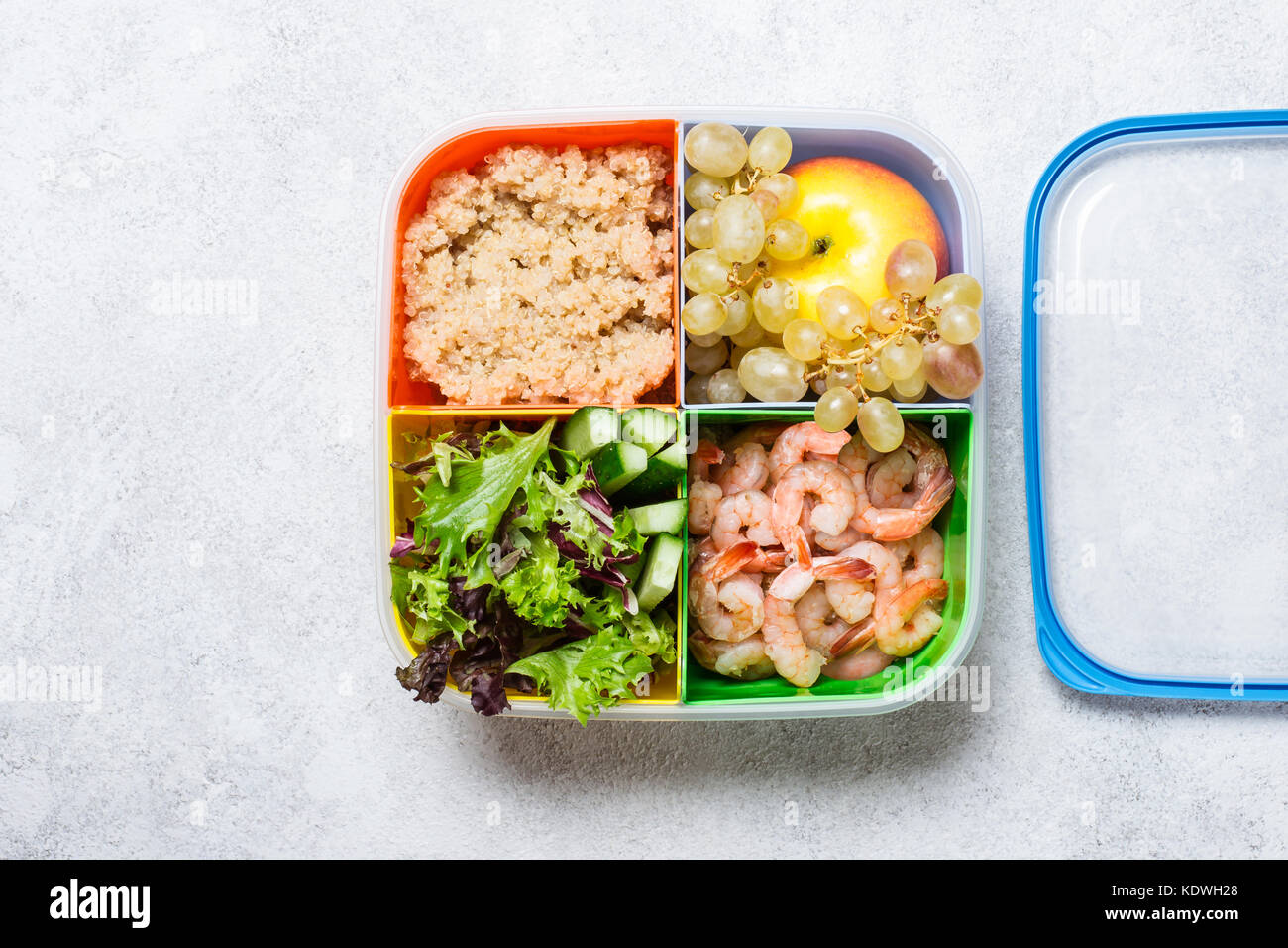 lunch box with a balanced meal. Fruits Vegetables Proteins and ...