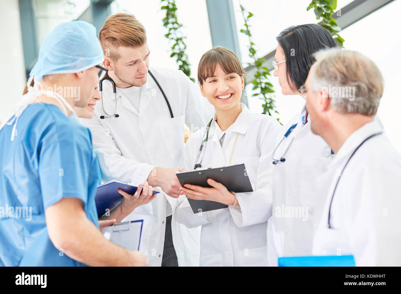 Young doctors in apprenticeship meeting with chief executive Stock ...