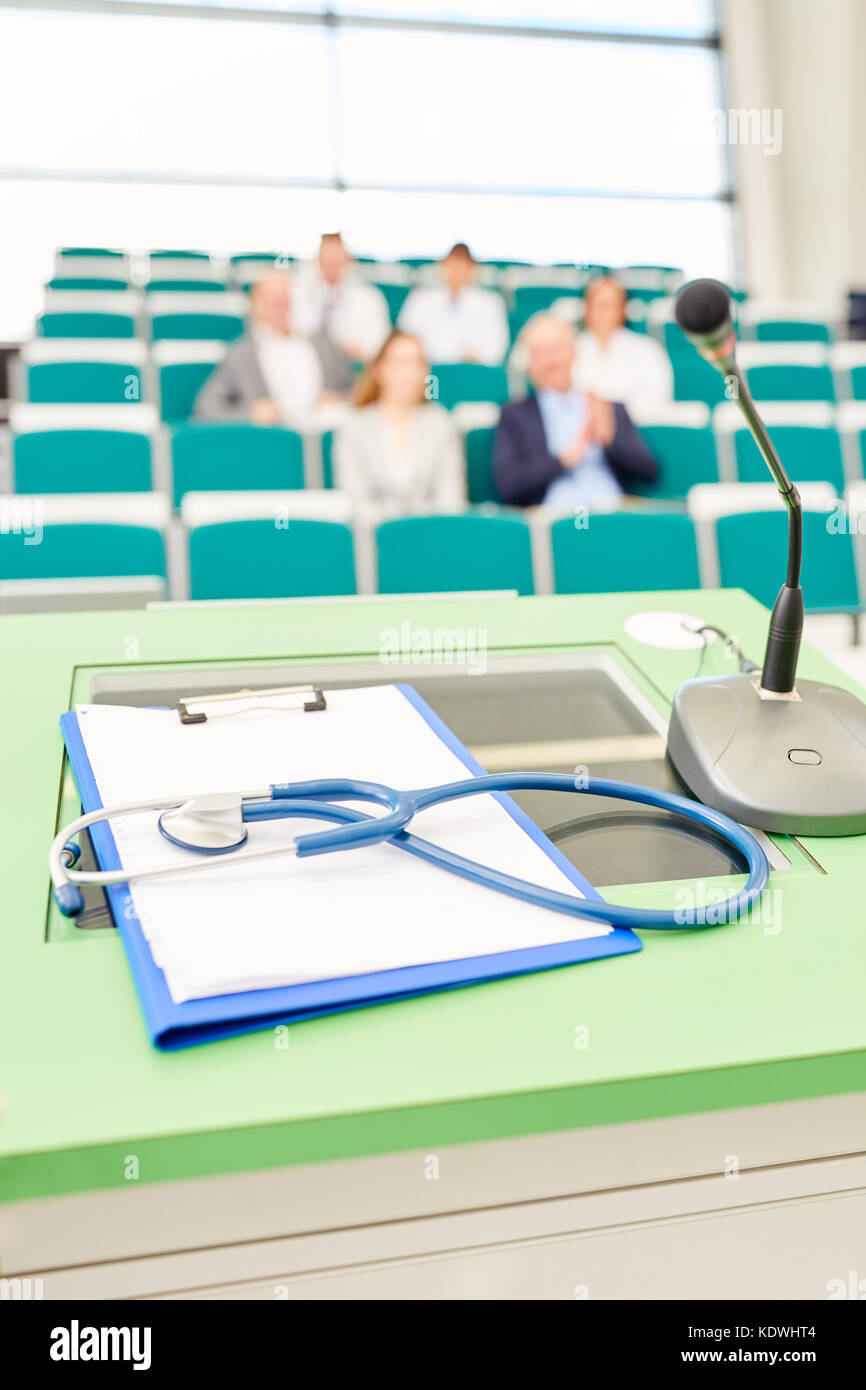 Stethoscope and clipboard in medicine lecture at university Stock Photo ...