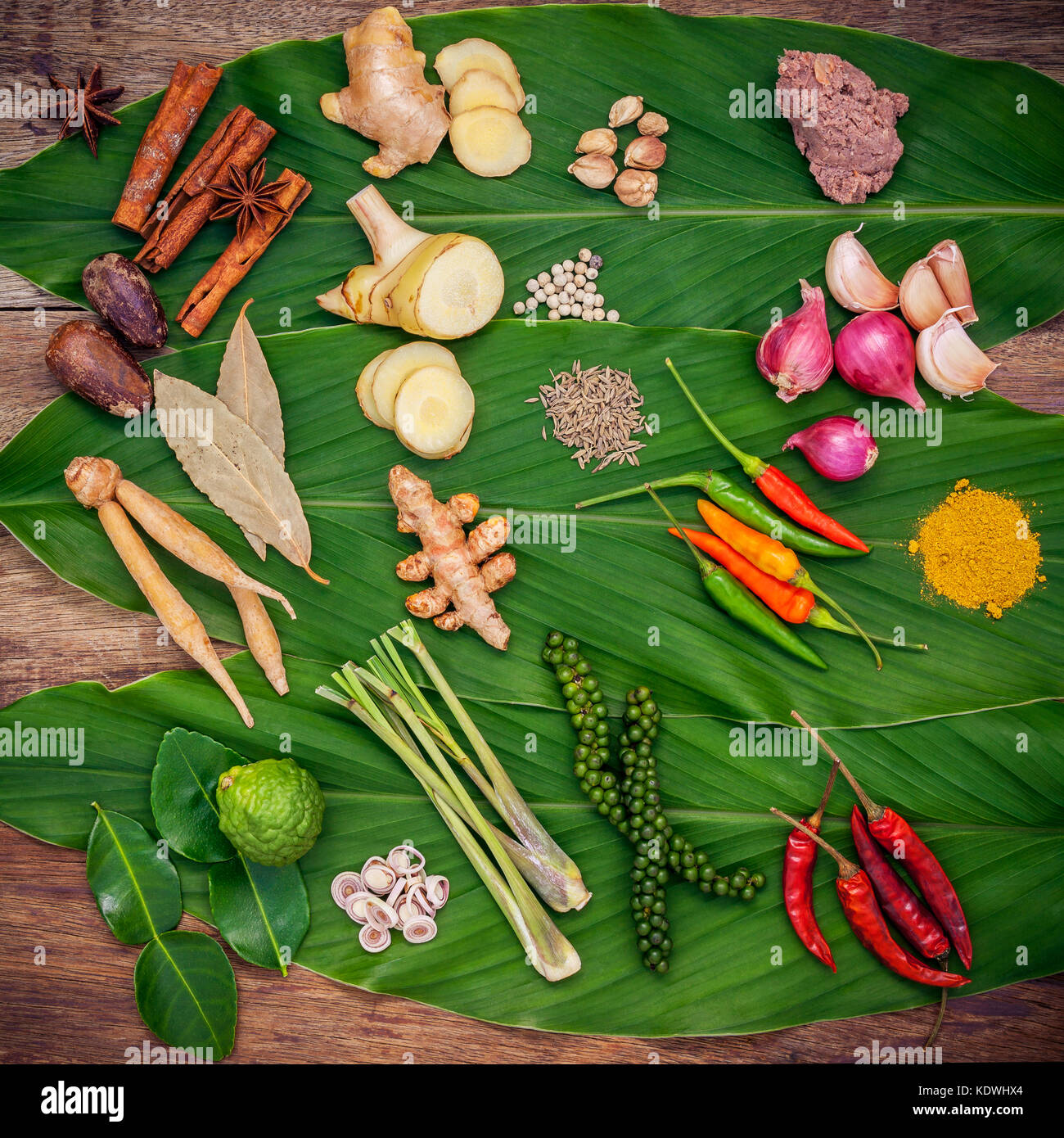 Various Of Thai Food Cooking Ingredients And Spice Red Curry Paste Ingredient Of Thai Popular