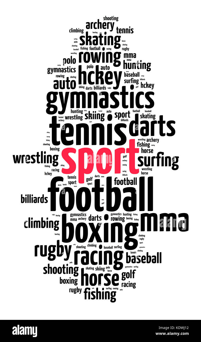 Sport word cloud concept over white background Stock Photo - Alamy