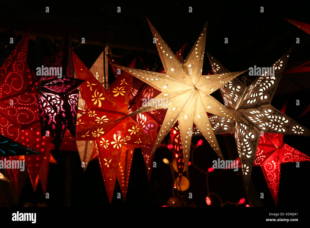 Star lanterns / A background of star lanterns Stock Photo - Alamy