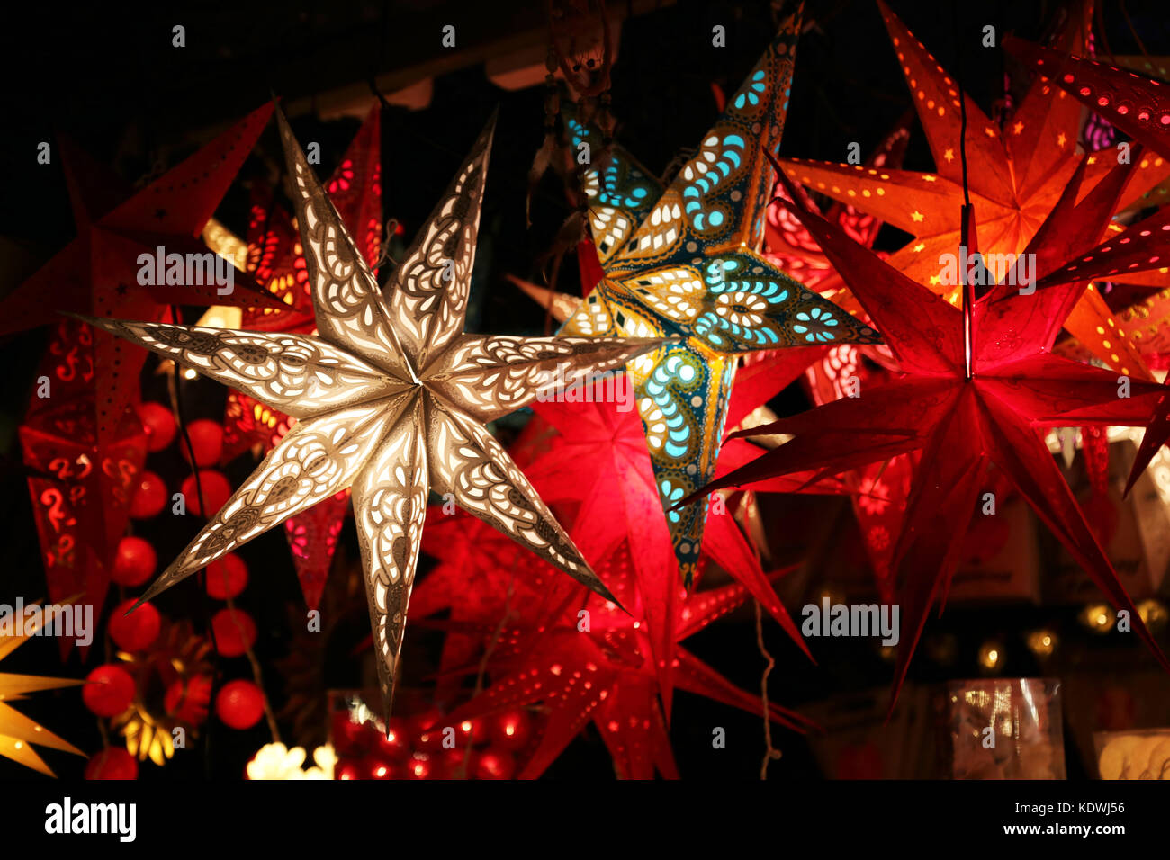 Star lanterns / A background of star lanterns Stock Photo - Alamy
