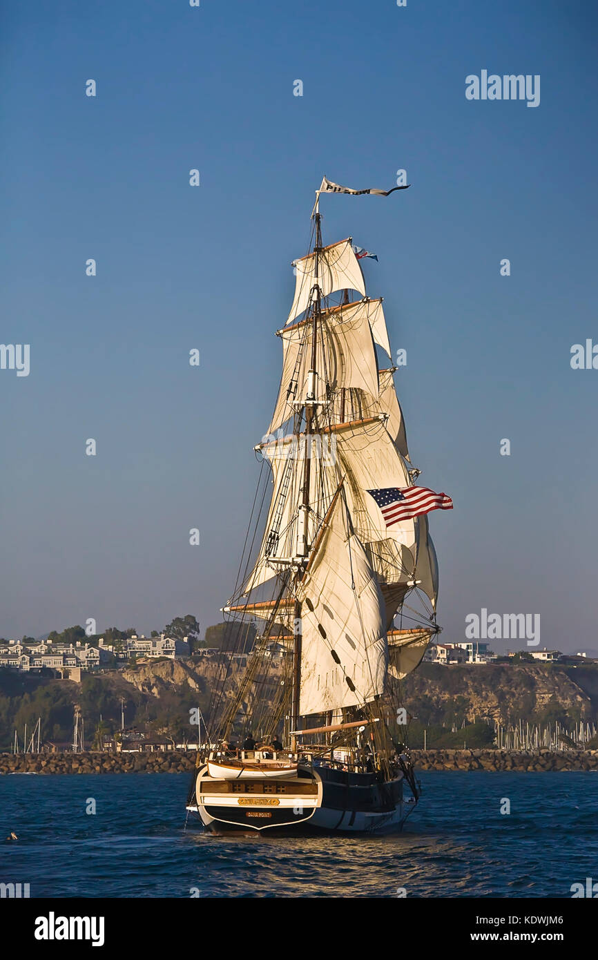 Tall Ship Pilgrim sails off Dana Point, CA US. The Pilgrim was a ...
