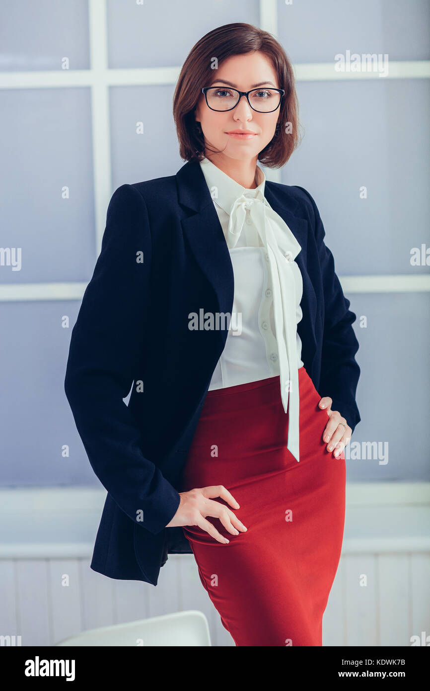 elegant business woman in glasses Stock Photo - Alamy