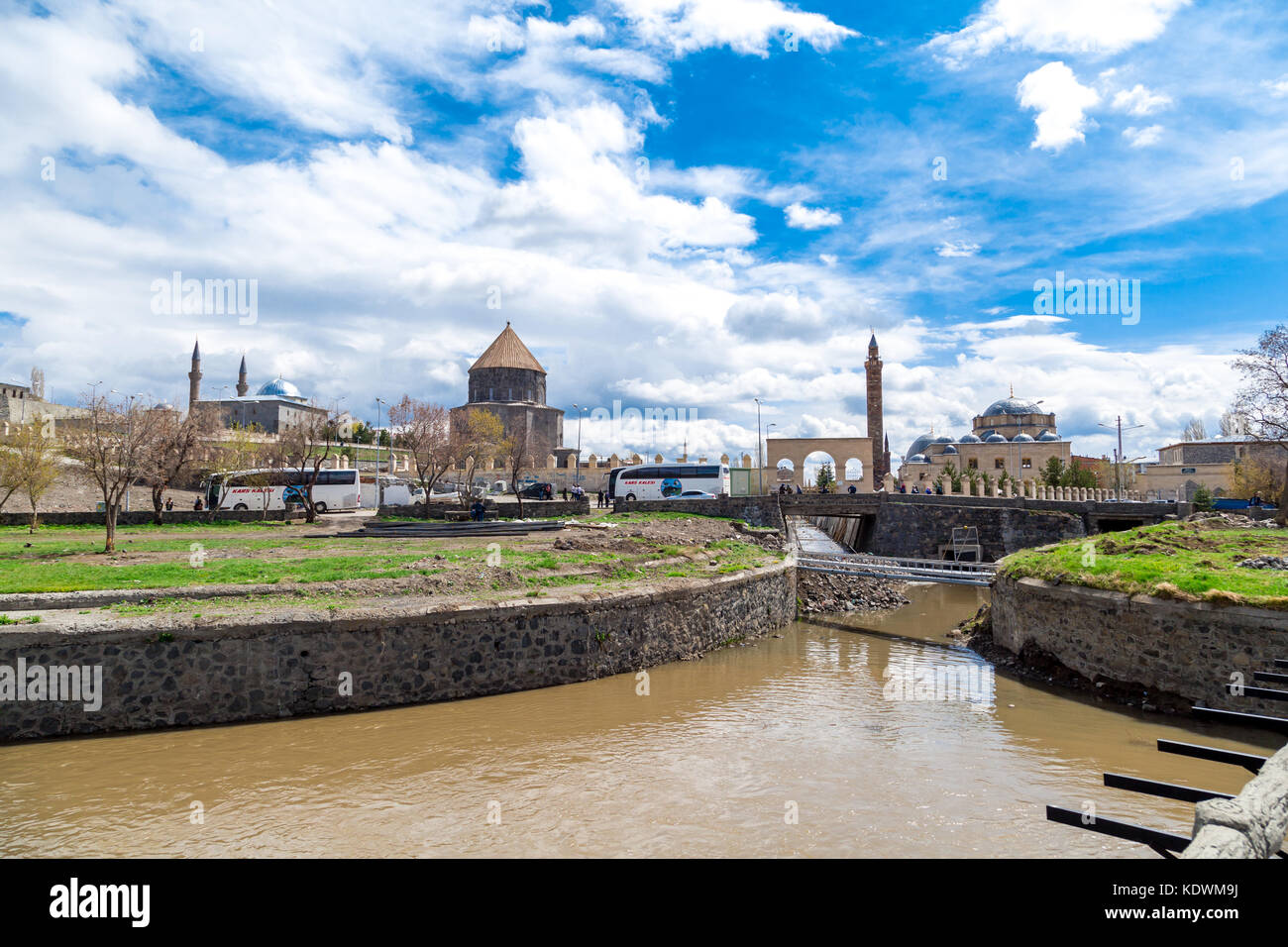 KARS, TURKEY - MAY 07, 2017 : General view of Kars river with the scene ...
