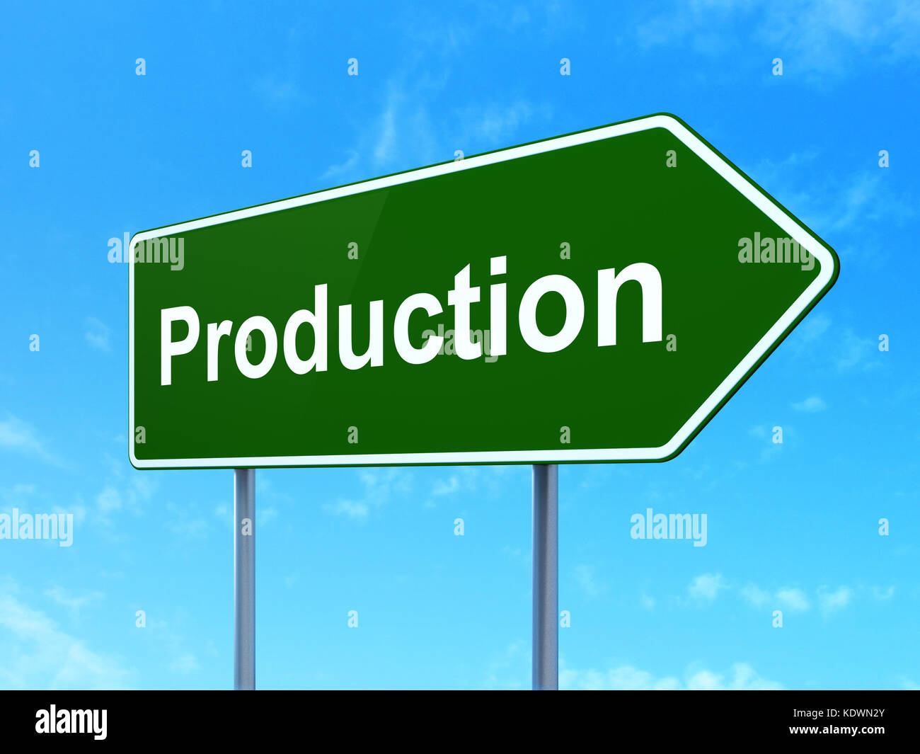 Business concept: Production on road sign background Stock Photo - Alamy